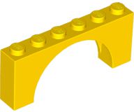Brick Arch :: 15254 Yellow Brick, Arch 1 x 6 x 2 - Medium Thick Top ...