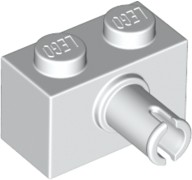 Bricks Modified :: 44865 White Brick, Modified 1 x 2 with Pin and ...