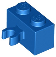 Bricks Modified :: 30237b Blue Brick, Modified 1 x 2 with Open O Clip ...