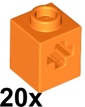 Technic :: Technic Bricks :: 73230#20 Orange Technic, Brick 1 x 1 with ...