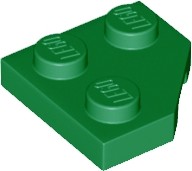 Wedge Bricks & plates :: 26601 Green Wedge, Plate 2 x 2 Cut Corner