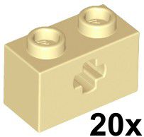 Technic :: Technic Bricks :: 32064#20 Tan Technic, Brick 1 x 2 with ...
